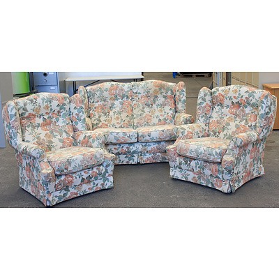 3-Piece Floral Wingback Lounge - Lot 865615 | ALLBIDS