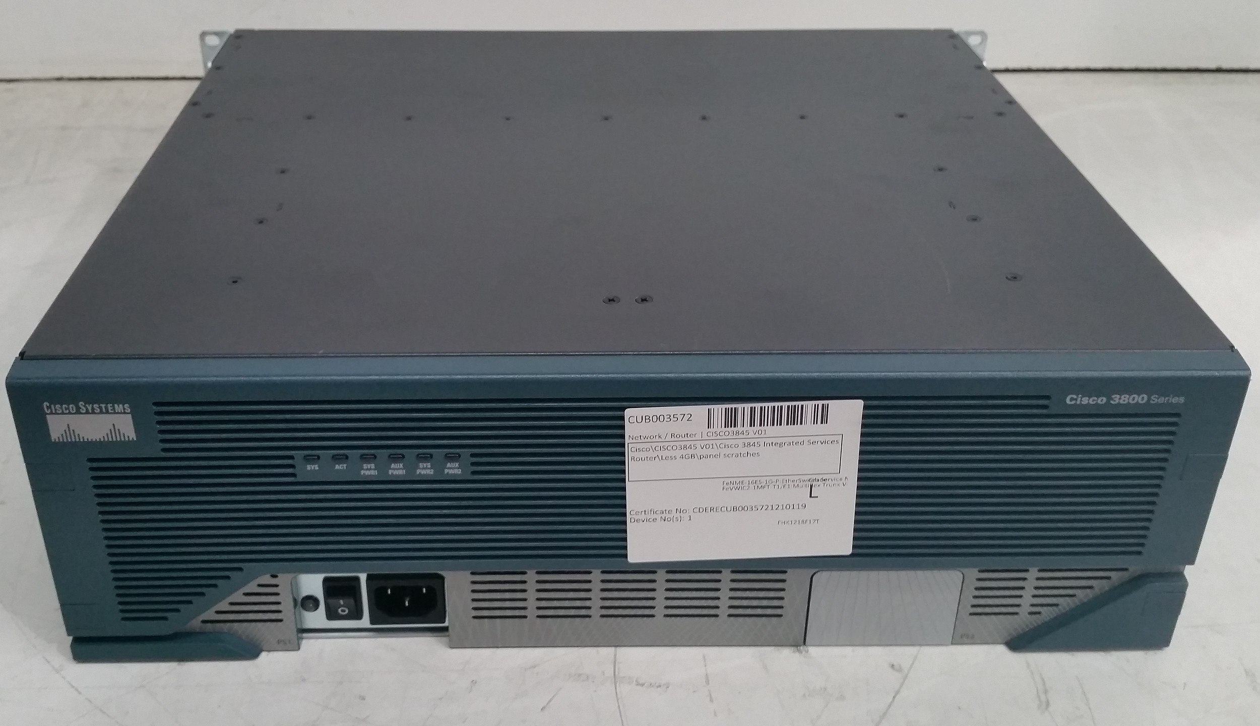 Cisco (CISCO3845 V01) 3800 Series - Lot 1117627 | ALLBIDS