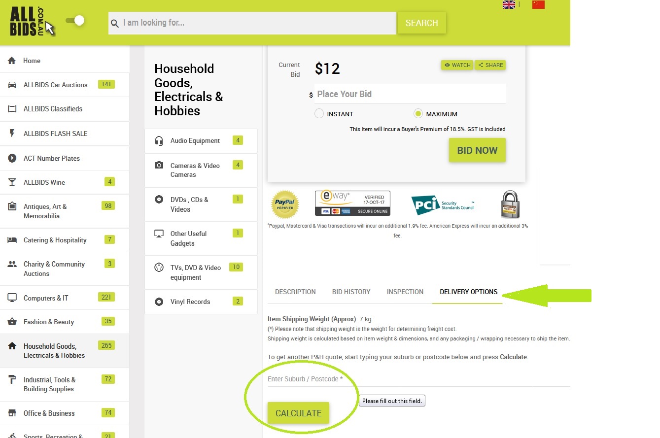 Delivery/Pickup | ALLBIDS